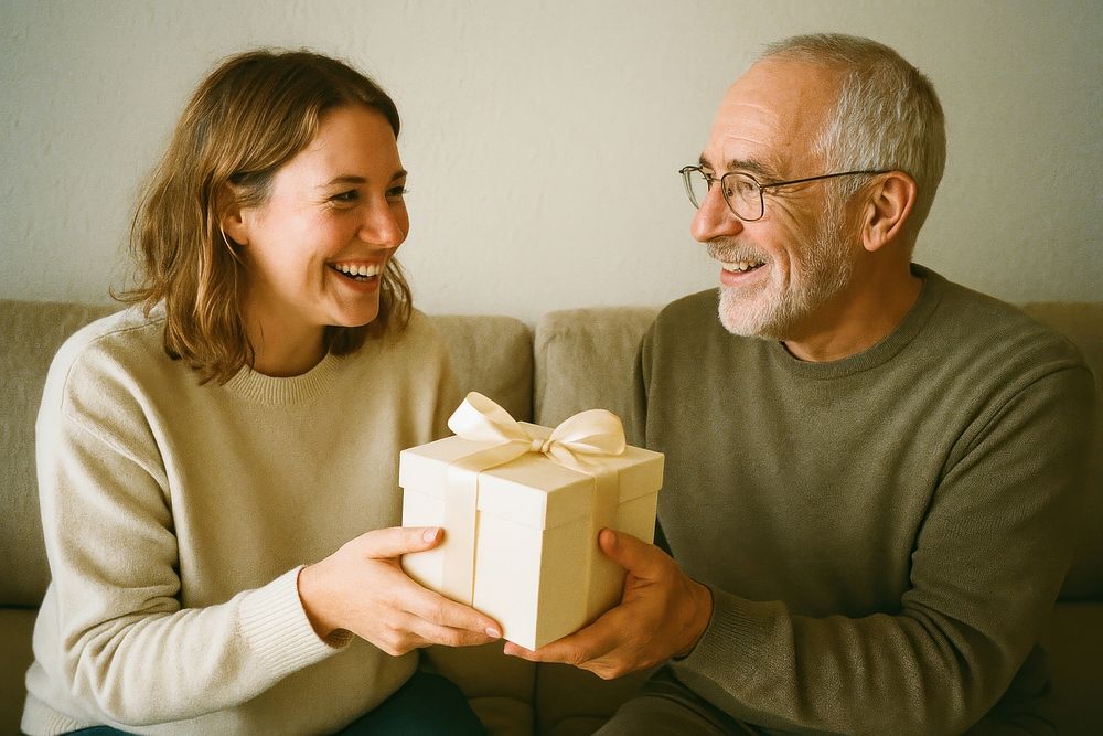 Joyful gift exchange moment | Free Photo - rawpixel