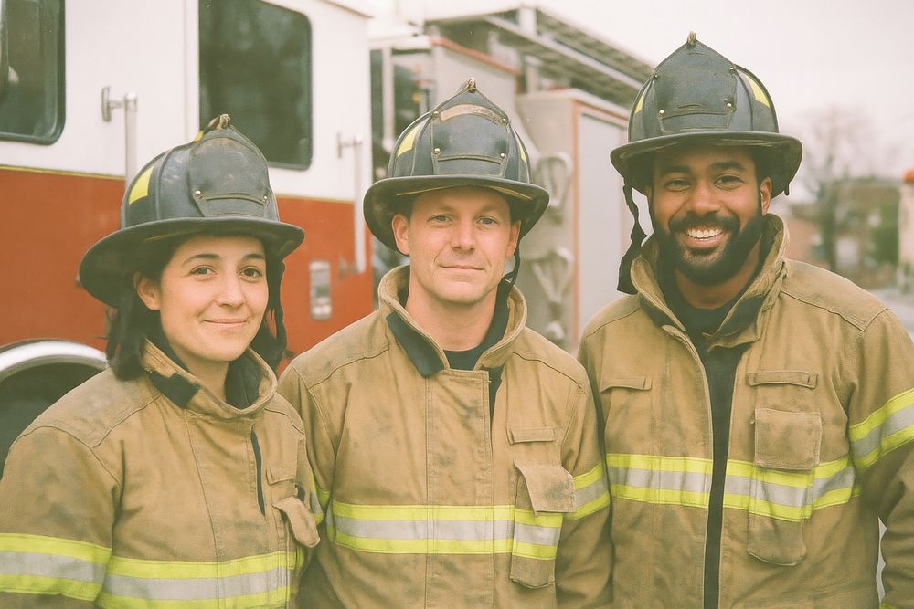 Brave firefighters team smiling | Free Photo - rawpixel
