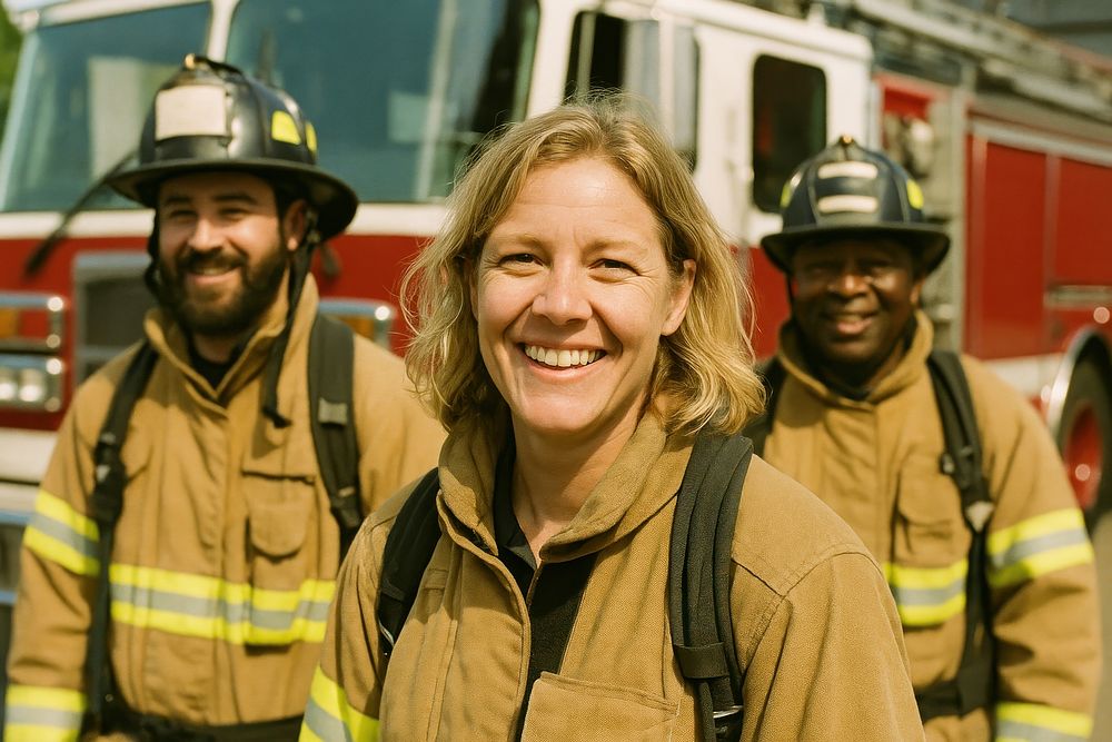 Firefighters smiling teamwork bravery | Free Photo - rawpixel