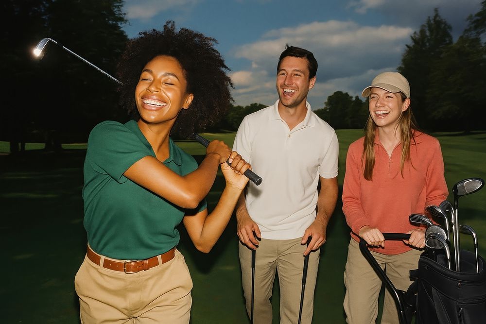 Joyful friends golfing together outdoors | Free Photo - rawpixel