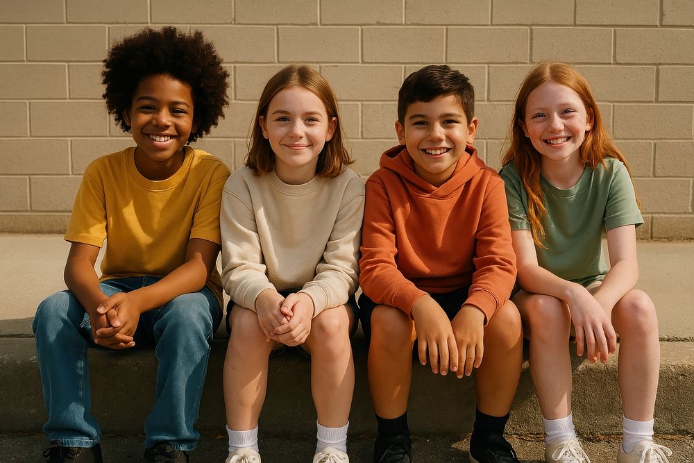 Diverse kids smiling together outdoors. | Free Photo - rawpixel
