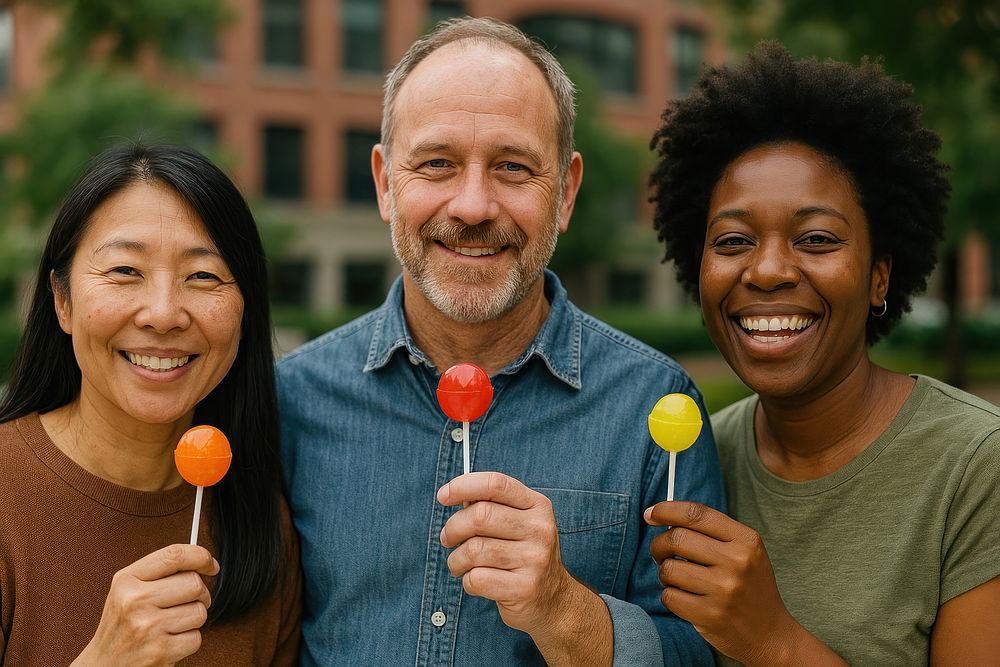 Diverse group enjoying lollipops | Free Photo - rawpixel