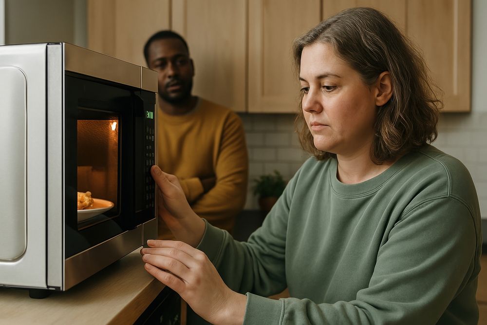 Microwave meal preparation scene. | Free Photo - rawpixel