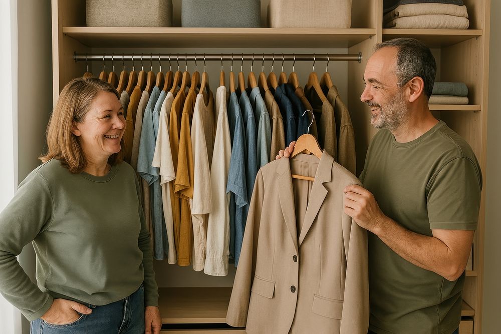 Couple organizing wardrobe together. | Free Photo - rawpixel
