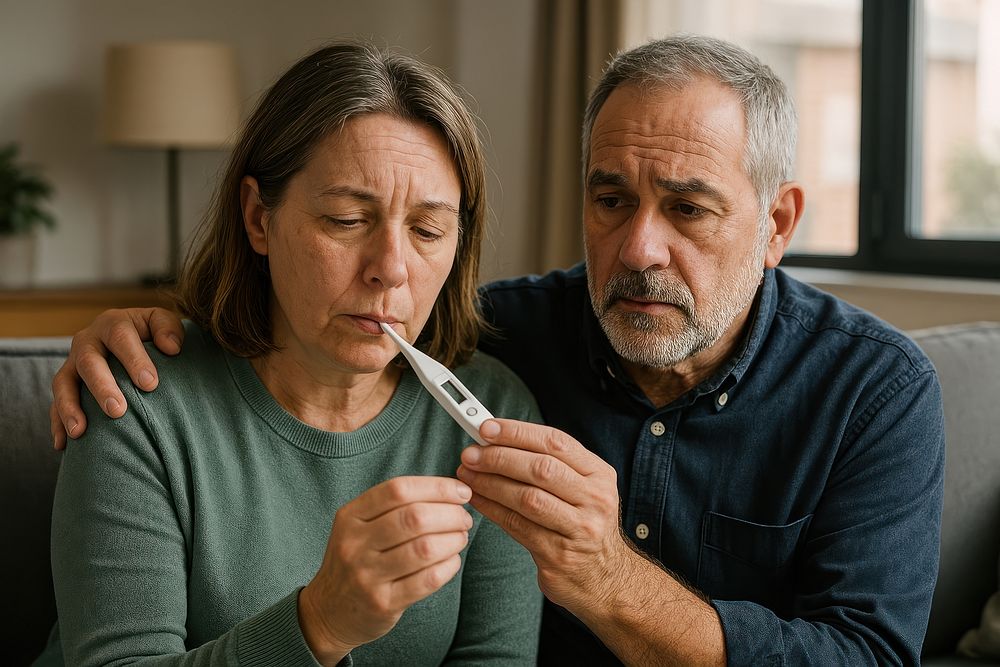 Concerned couple checking temperature. | Free Photo - rawpixel