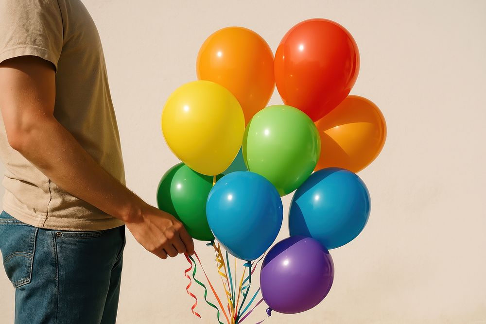 Colorful balloons in hand outdoors. | Free Photo - rawpixel