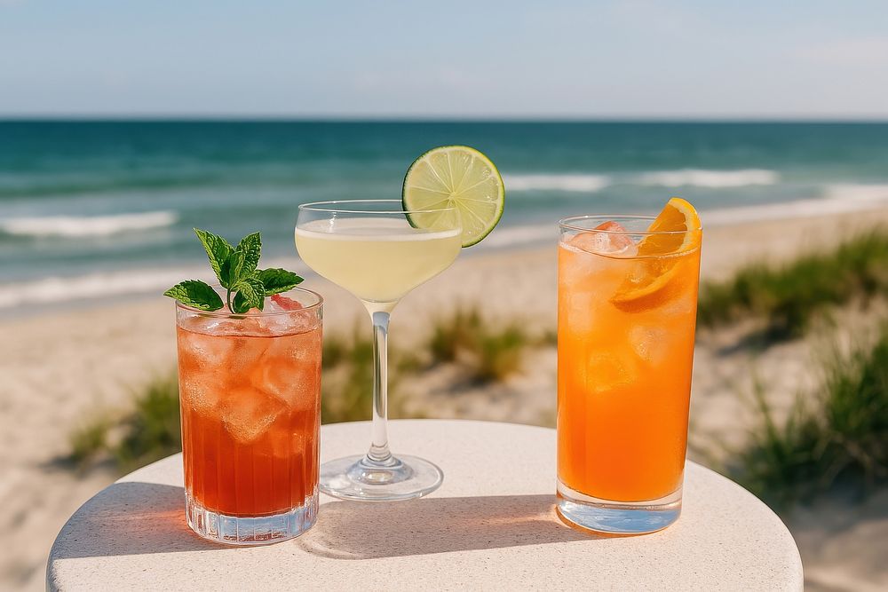 Refreshing beachside cocktail trio. | Free Photo - rawpixel