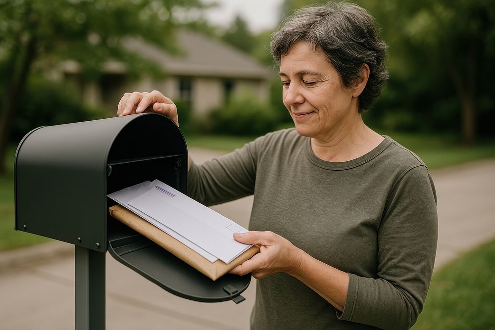 Woman checking outdoor mailbox. | Free Photo - rawpixel