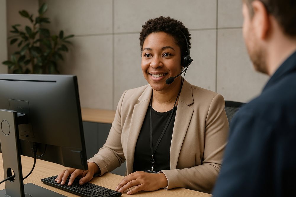Friendly customer service representative smiling. | Free Photo - rawpixel