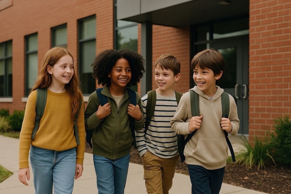 Happy diverse kids walking together. | Free Photo - rawpixel