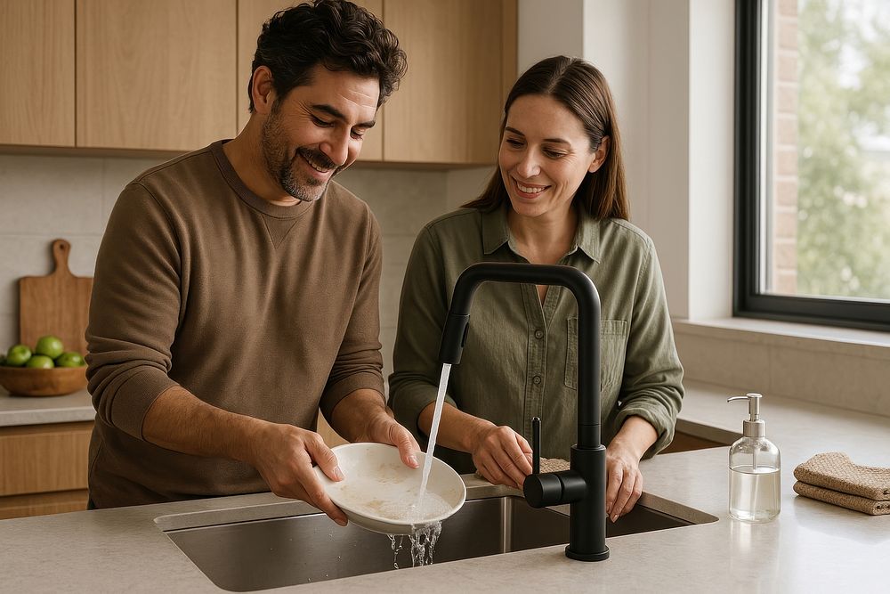 Couple washing dishes together happily. | Free Photo - rawpixel