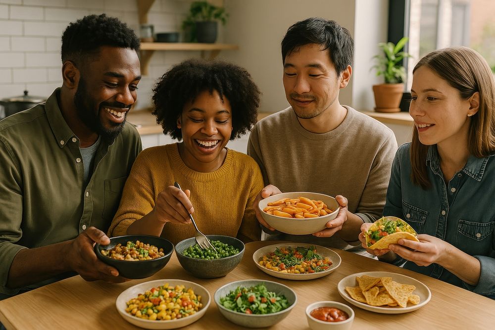 Diverse friends enjoying meal | Free Photo - rawpixel