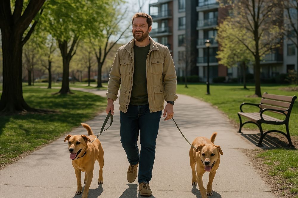 Man walking dogs outdoors | Free Photo - rawpixel