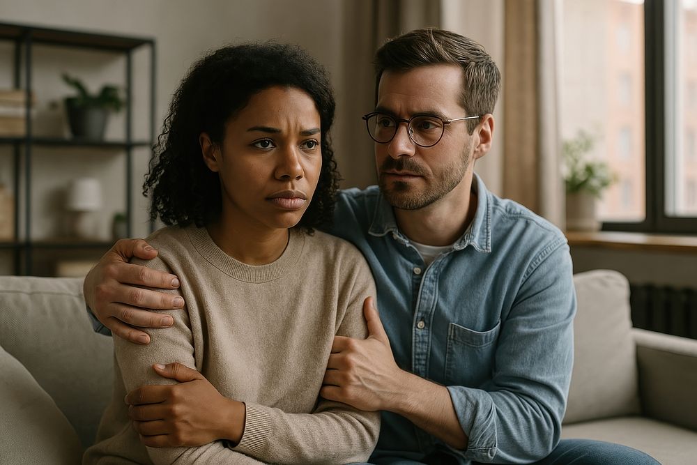 Concerned couple sitting together. | Free Photo - rawpixel