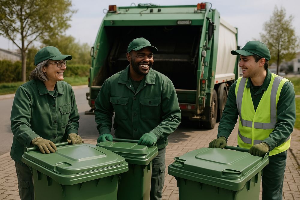 Smiling waste management team outdoors. | Free Photo - rawpixel