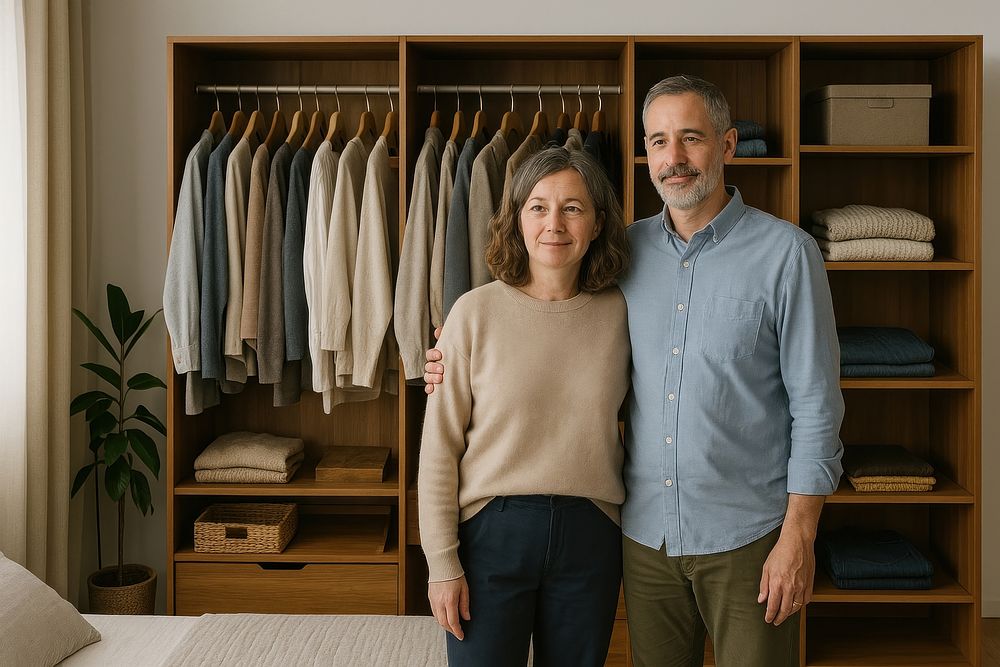 Couple standing organized wardrobe | Free Photo - rawpixel