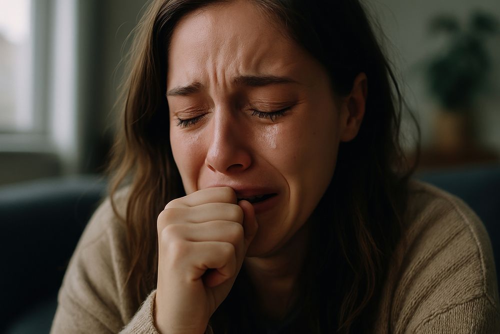 Emotional woman crying indoors. | Free Photo - rawpixel