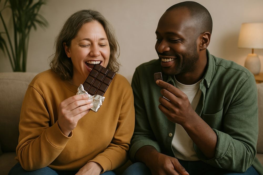 Joyful friends enjoying chocolate | Free Photo - rawpixel