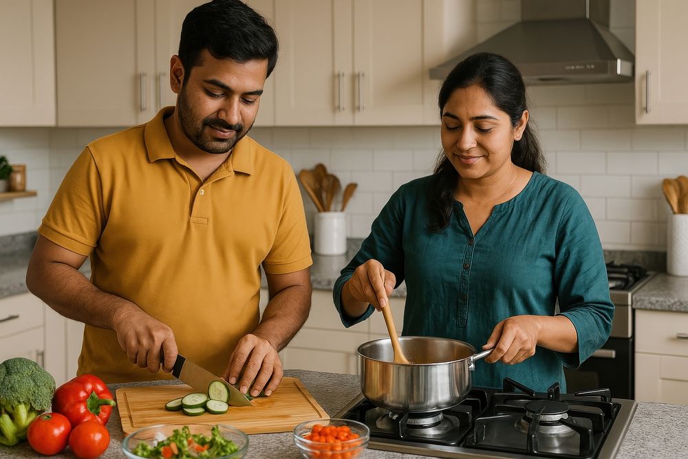 Couple cooking healthy meal | Free Photo - rawpixel