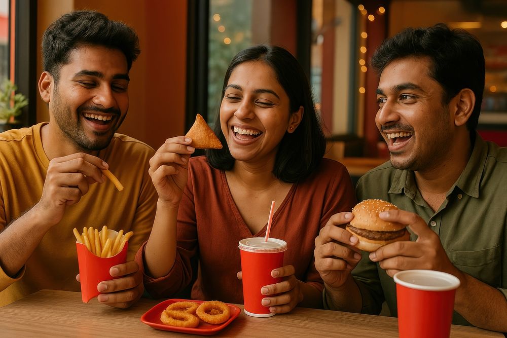 Friends enjoying fast food together. | Free Photo - rawpixel