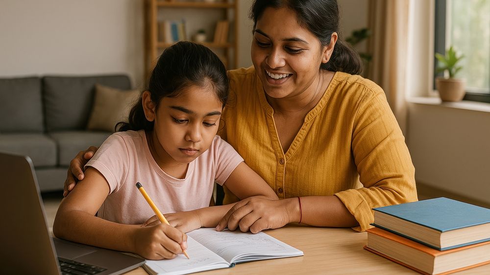 Mother guiding daughter homework | Free Photo - rawpixel