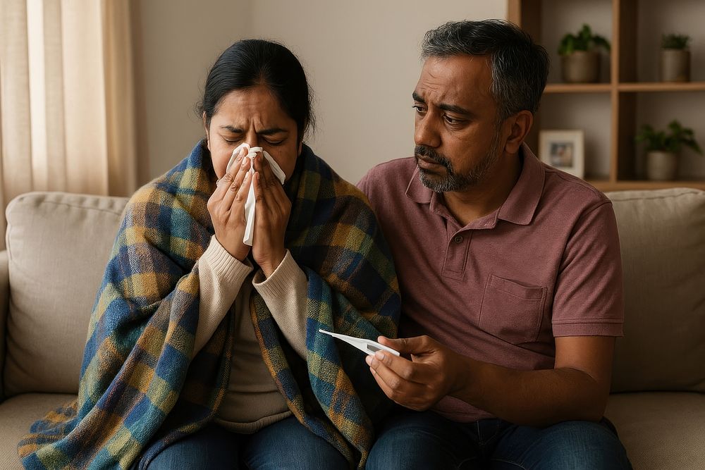 Concerned couple checking fever. | Free Photo - rawpixel