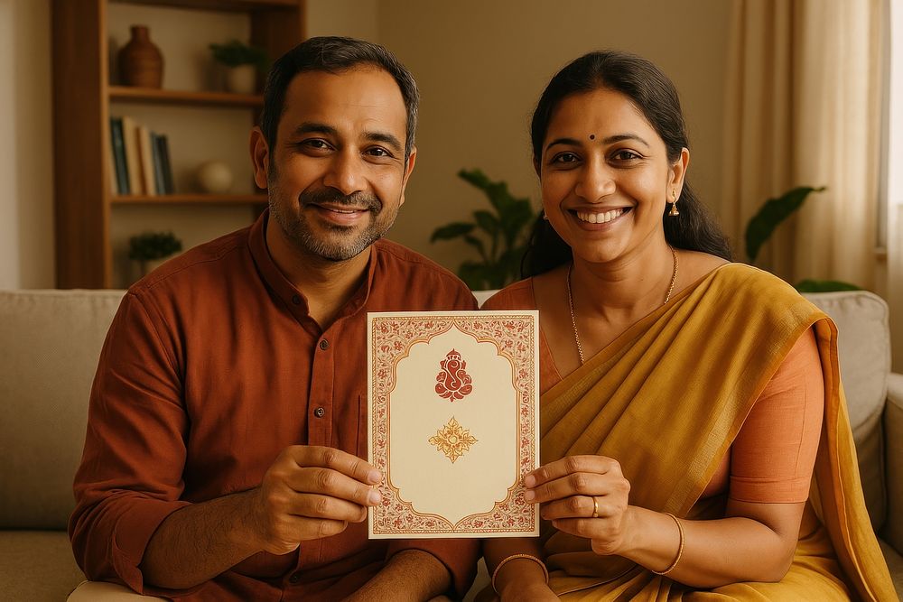 Couple joyfully sharing invitation. | Free Photo - rawpixel