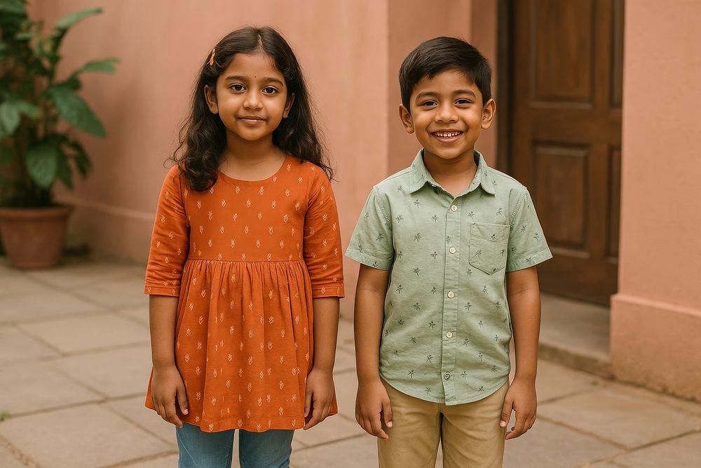 Smiling children standing outside. | Free Photo - rawpixel