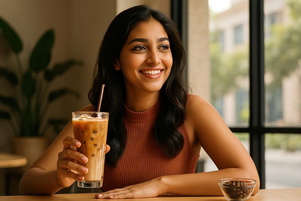 Smiling woman enjoying bubble tea. | Free Photo - rawpixel