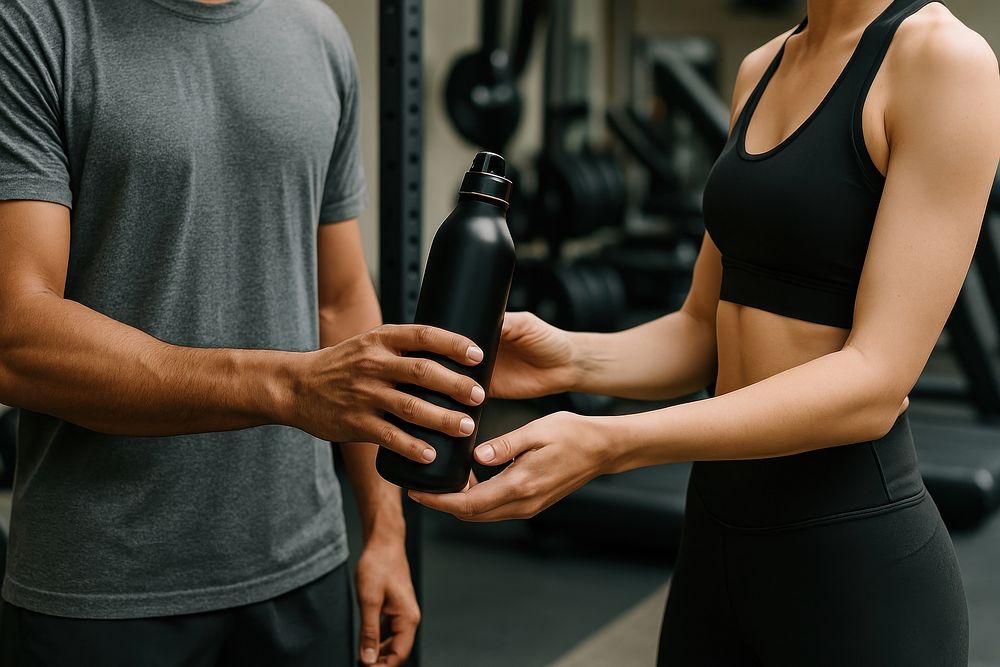 Fitness hydration sharing moment | Free Photo - rawpixel