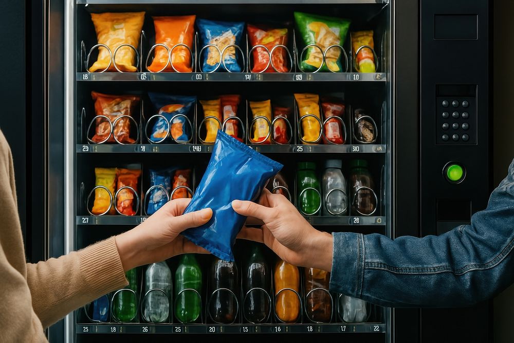 Snack exchange at vending machine. | Free Photo - rawpixel