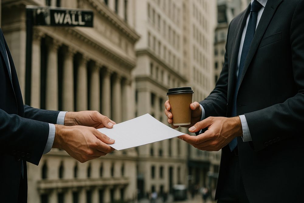 Businessmen exchanging documents outdoors. | Free Photo - rawpixel