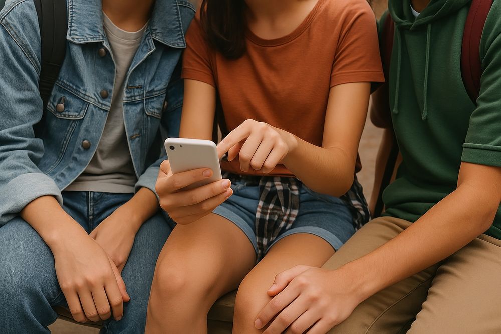 Teens using smartphone together outdoors. | Free Photo - rawpixel