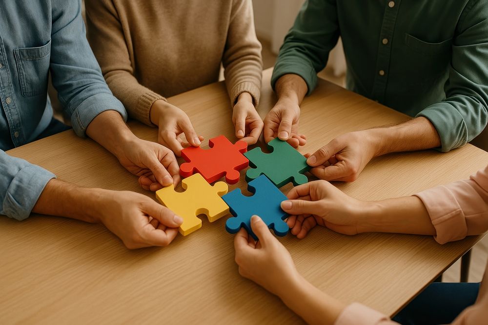 Collaborative teamwork puzzle pieces | Free Photo - rawpixel