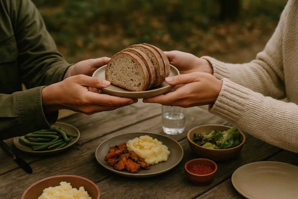 Sharing bread outdoor meal | Free Photo - rawpixel