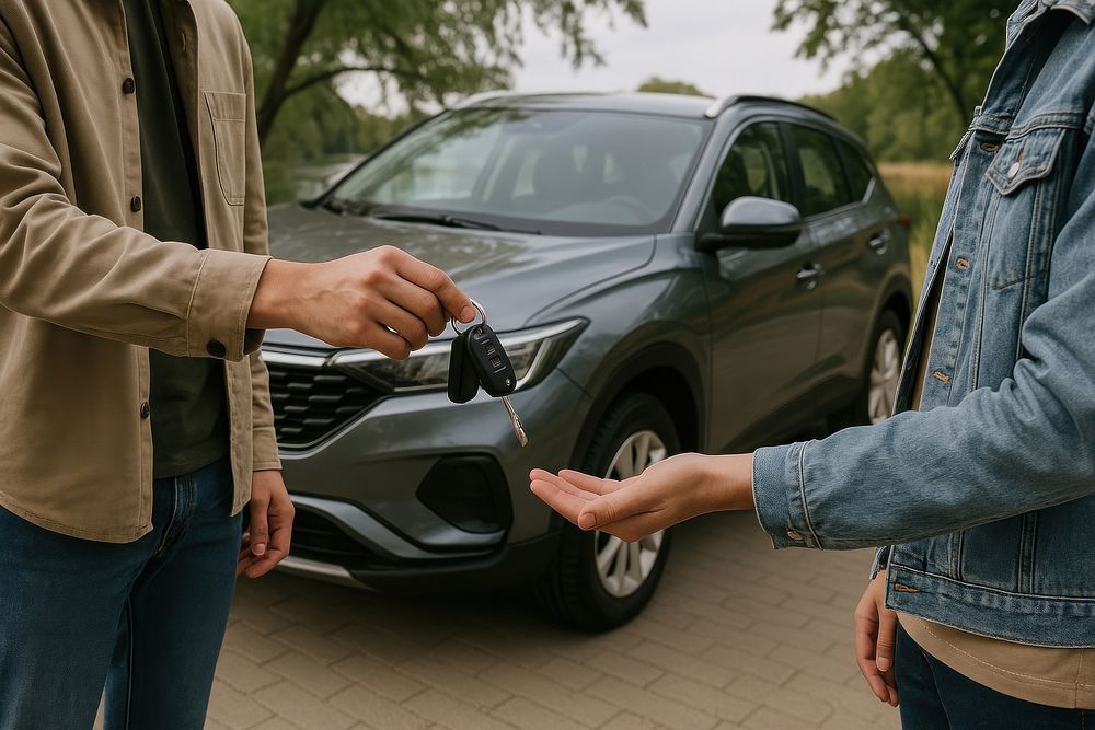 Car key handover outdoors | Free Photo - rawpixel