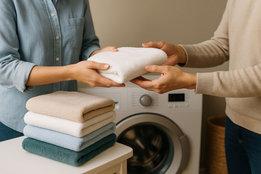 Laundry room towel exchange | Free Photo - rawpixel