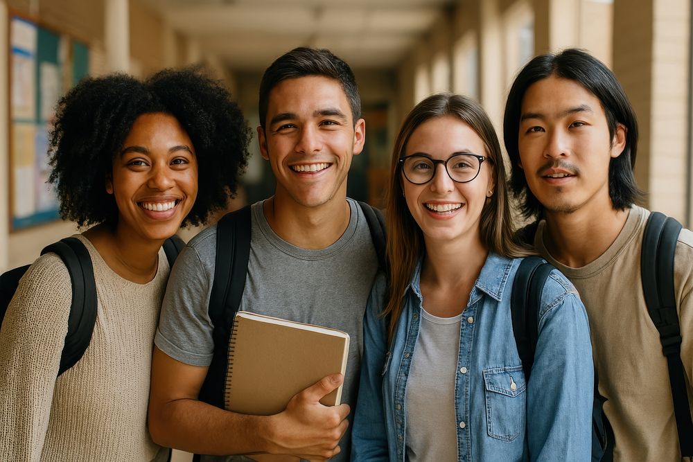 Diverse students smiling together happily | Free Photo - rawpixel