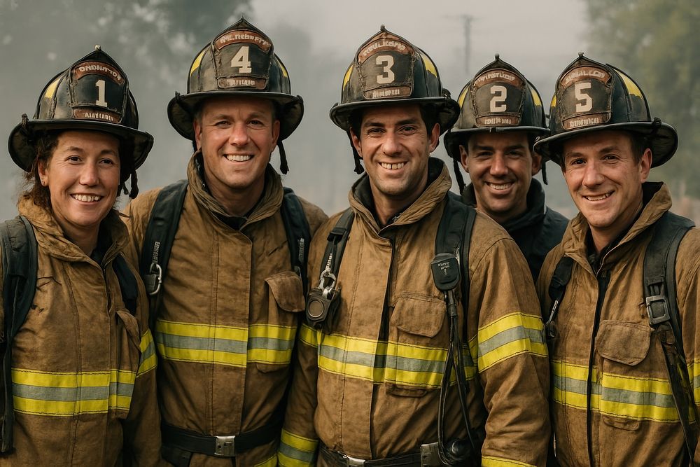 Brave firefighters team smiling | Free Photo - rawpixel
