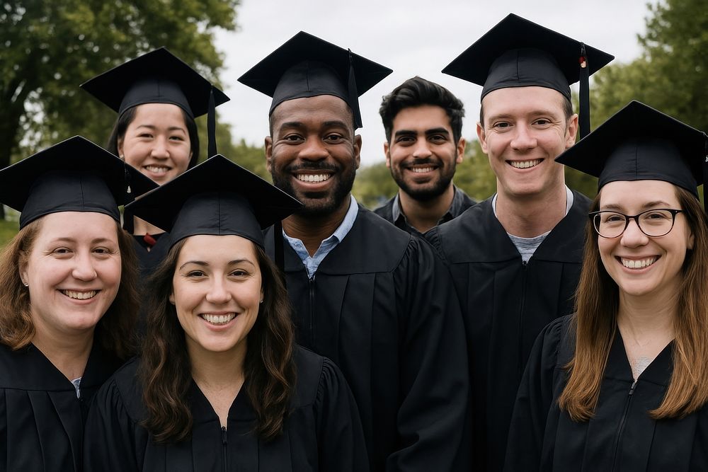 Happy graduates celebrating academic achievement. | Free Photo - rawpixel