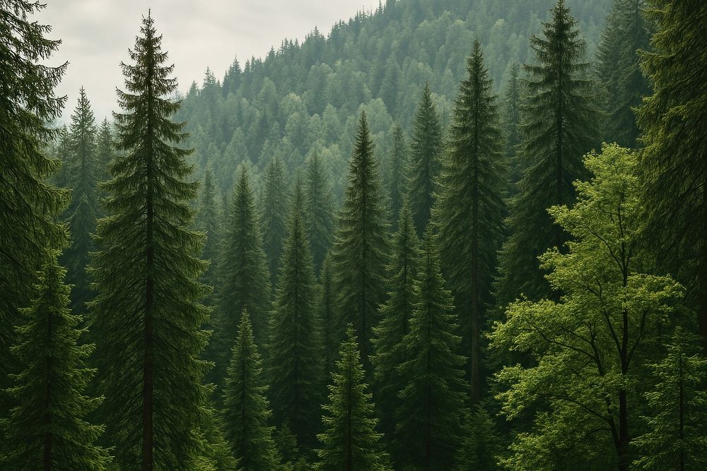 Lush evergreen forest landscape | Free Photo - rawpixel