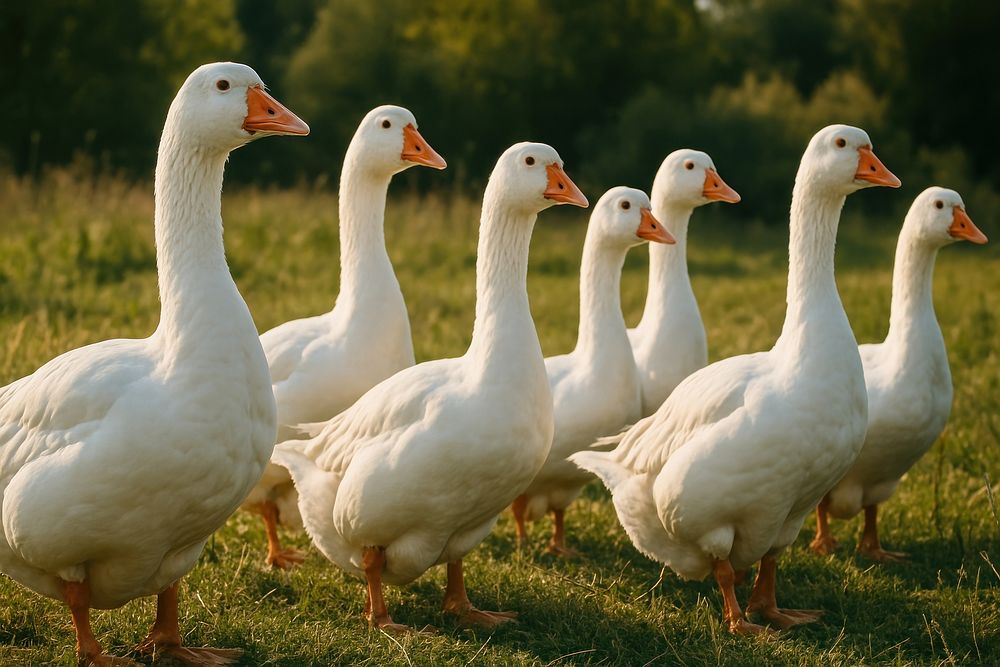 Seven geese in grassy field | Free Photo - rawpixel