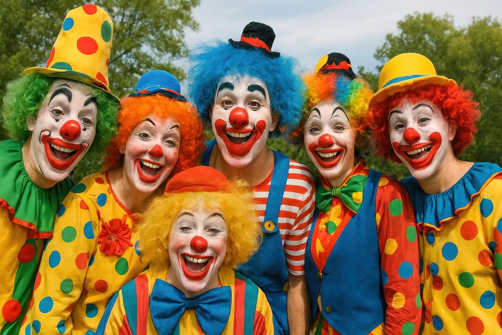Colorful clowns joyful gathering | Free Photo - rawpixel
