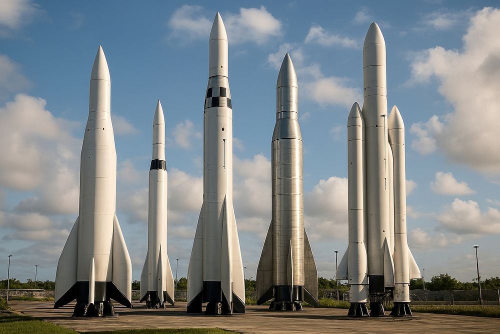 Historic rockets display outdoors | Free Photo - rawpixel