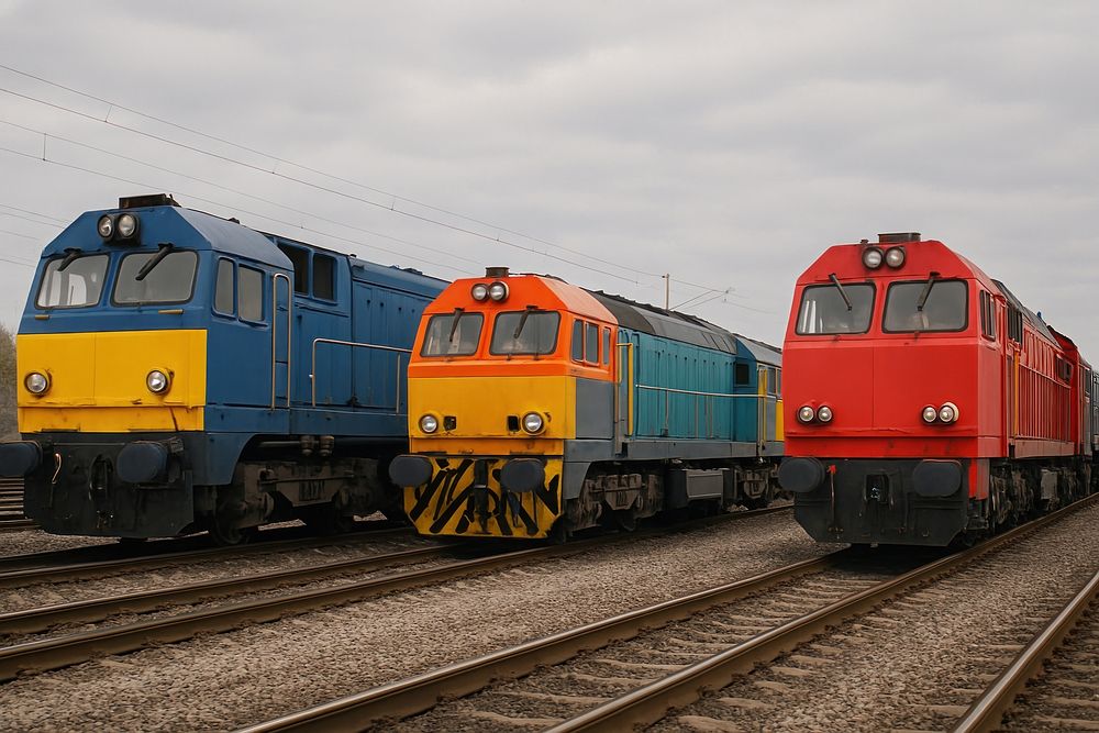 Colorful trains on tracks | Free Photo - rawpixel