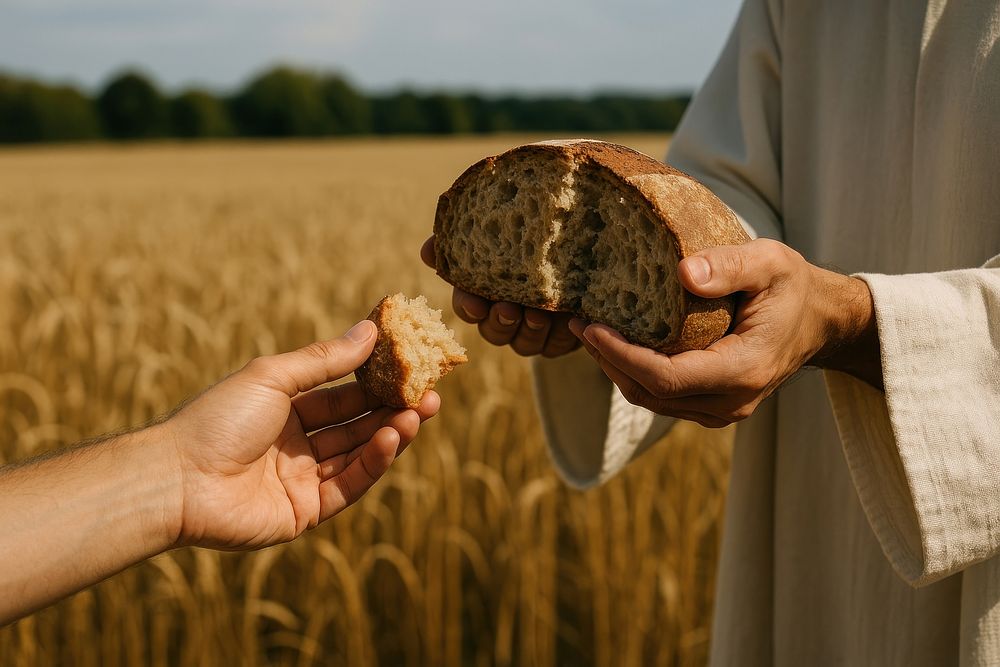 Sharing bread in wheat field | Free Photo - rawpixel