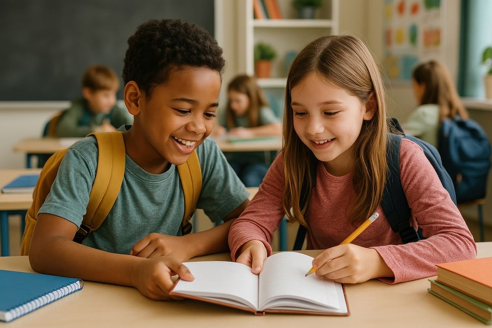 Children studying together happily. | Free Photo - rawpixel