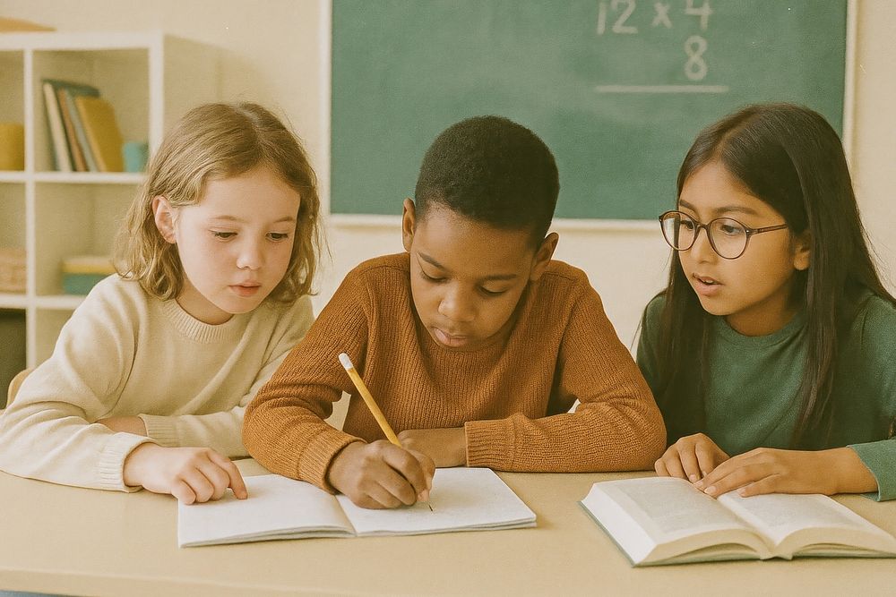 Diverse children studying together happily | Free Photo - rawpixel