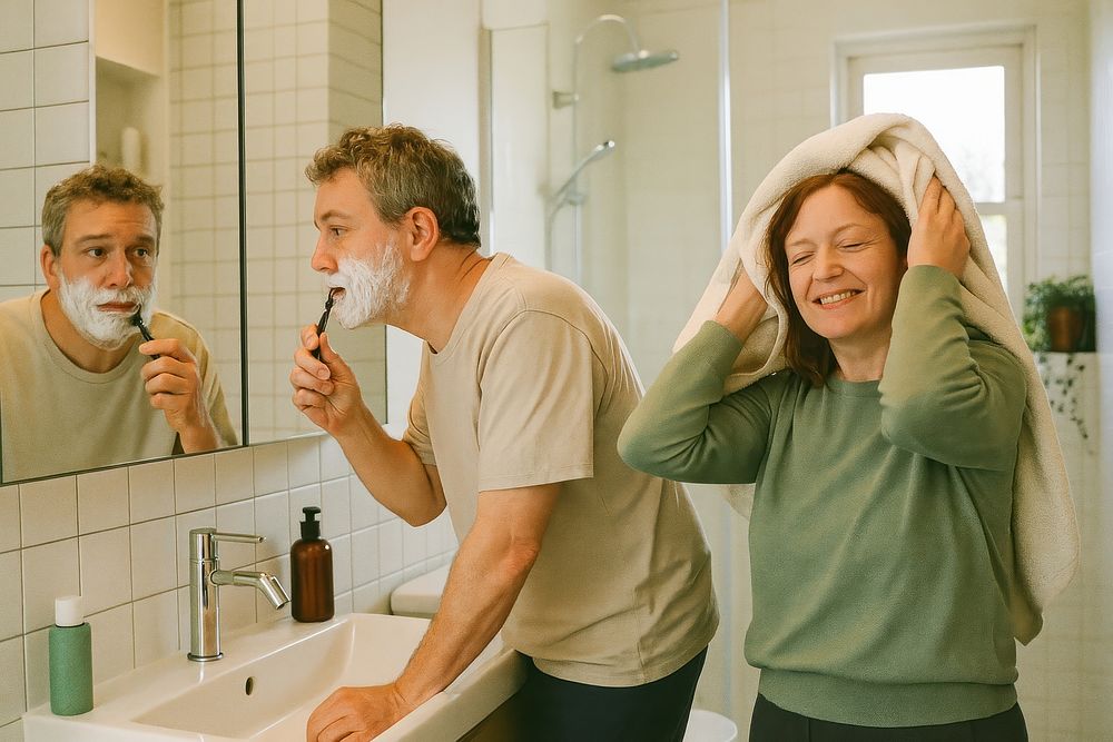 Morning routine bathroom happiness | Free Photo - rawpixel