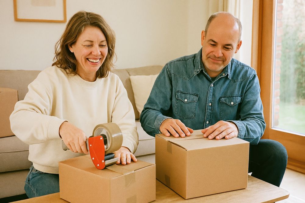 Couple packing boxes happily together | Free Photo - rawpixel